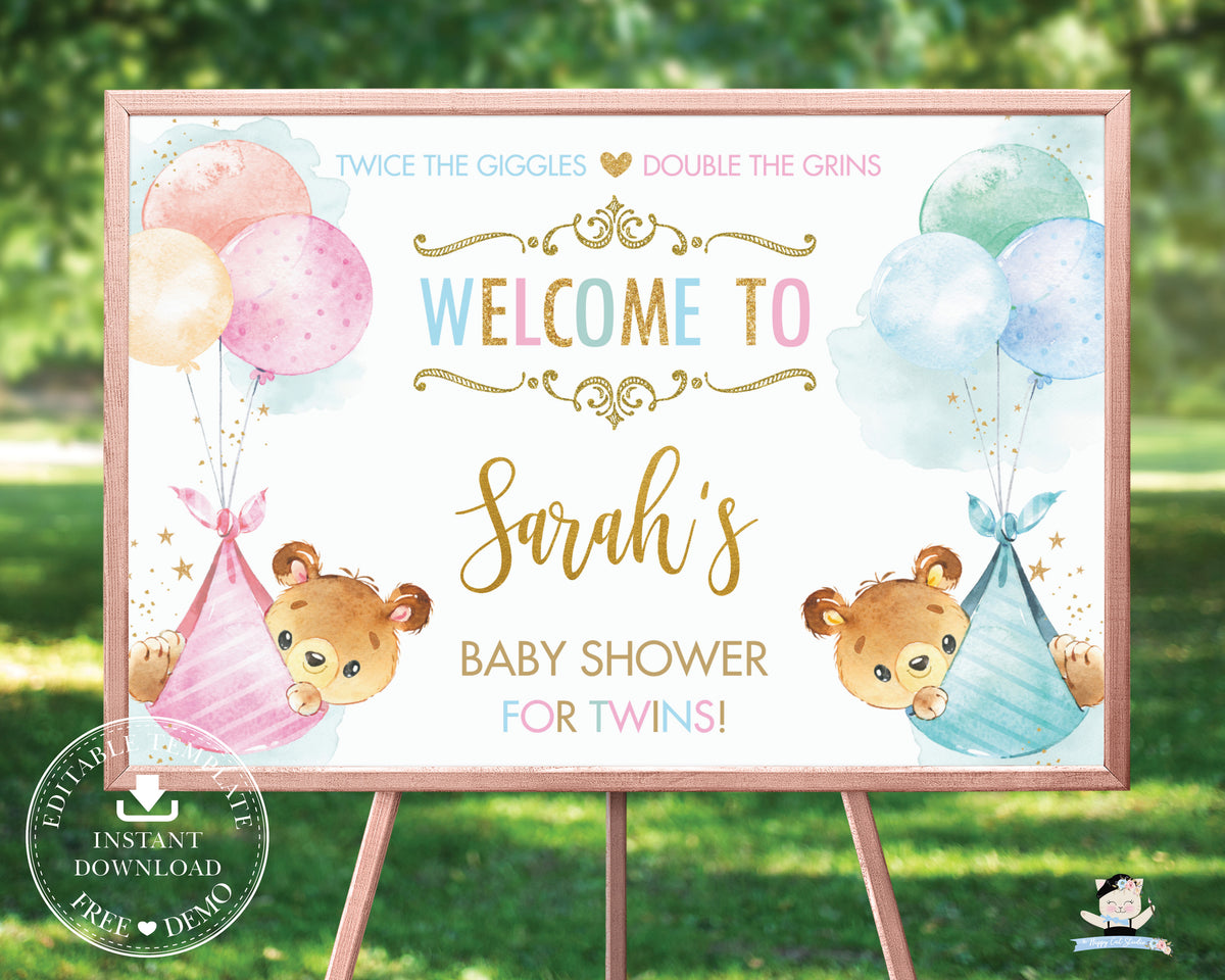 Baby Shower Welcome Sign Template Modern Minimalist Baby Shower