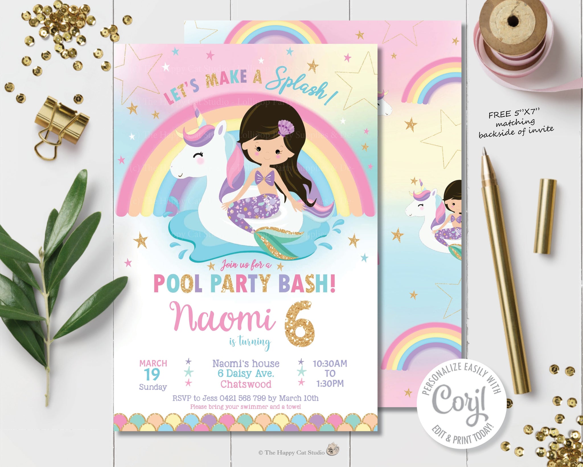 Pool Birthday Invitation Ideas NEON POOL PARTY Digital Invitation