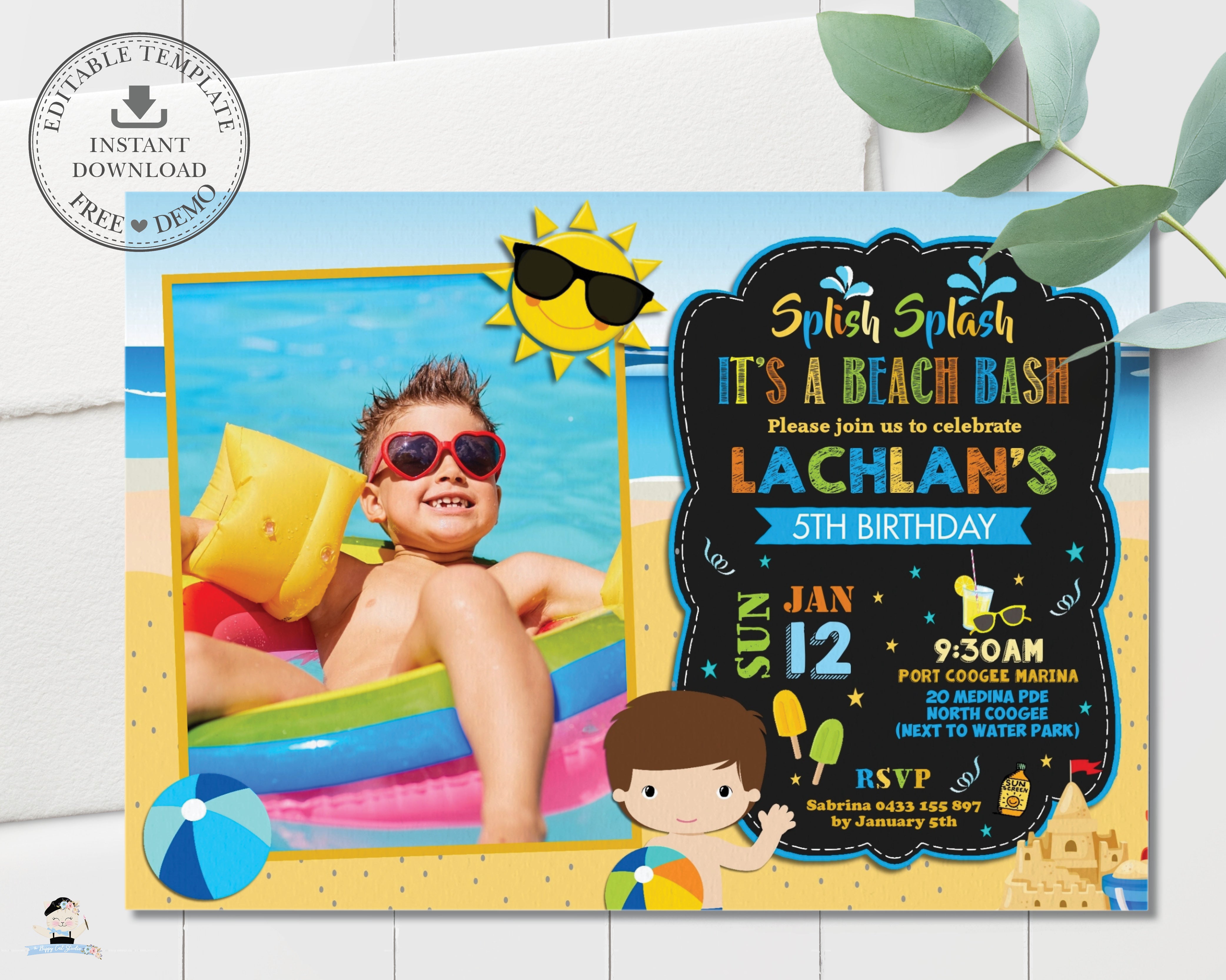Swim Theme Birthday Invitation Templates Swimming Boy Fill In The