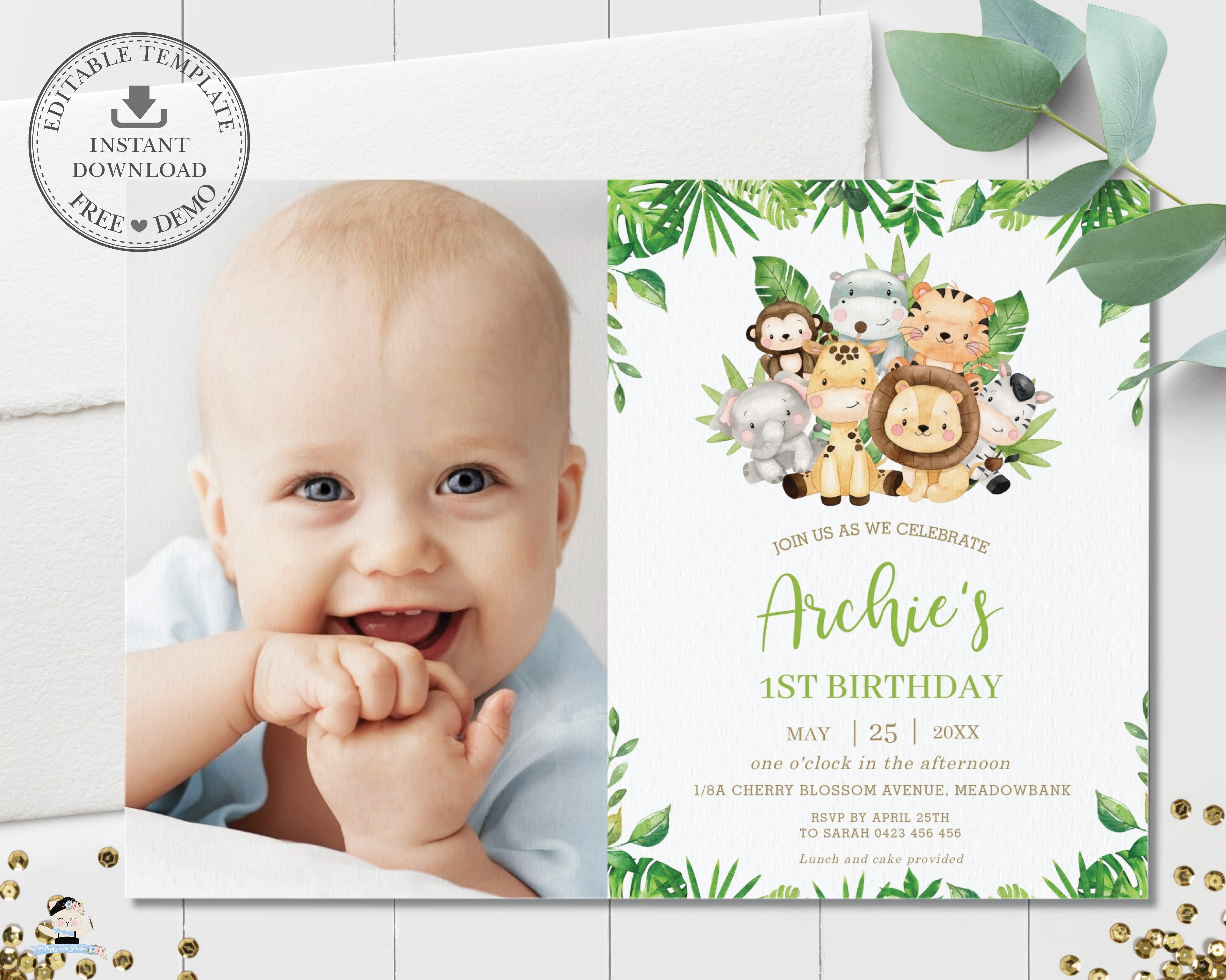 Printable Safari Invitations Safari Animals Birthday Invitation