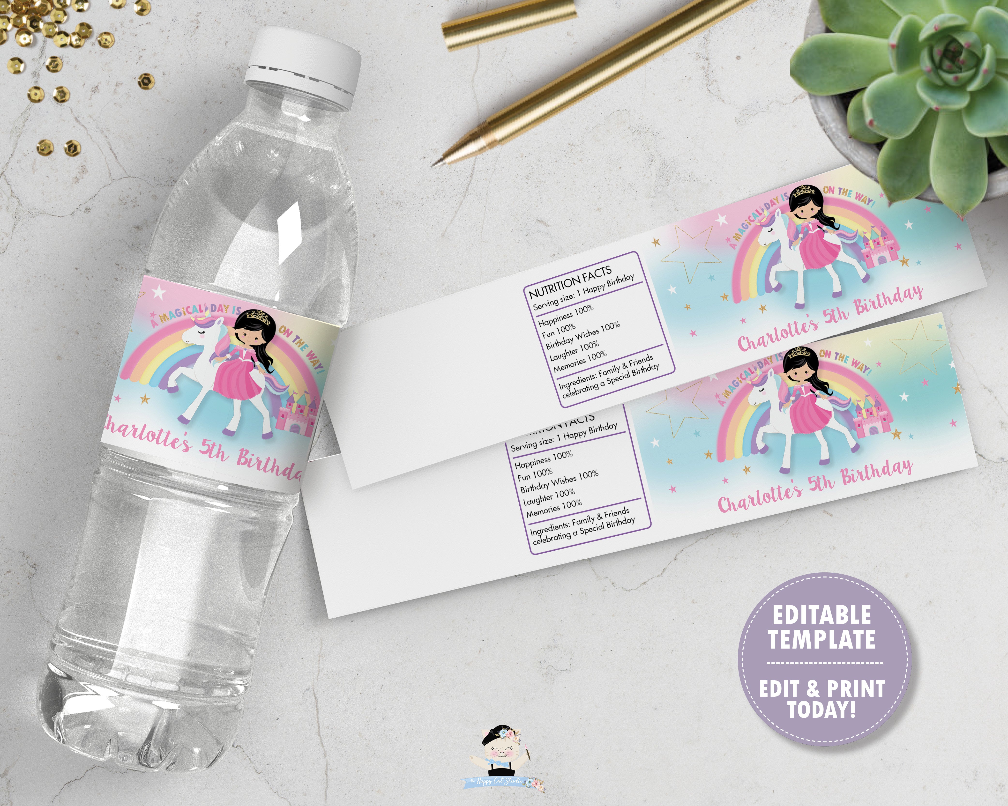 Unicorn Water Bottle Free Printables