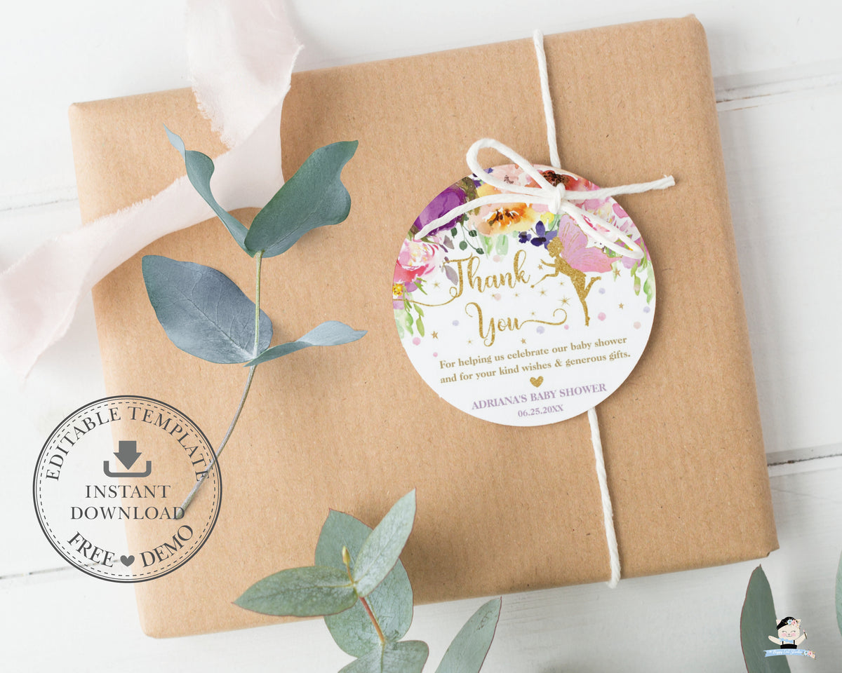 Chic Purple Pink Floral Fairy 2 Inches Round Circle Labels - Editable ...