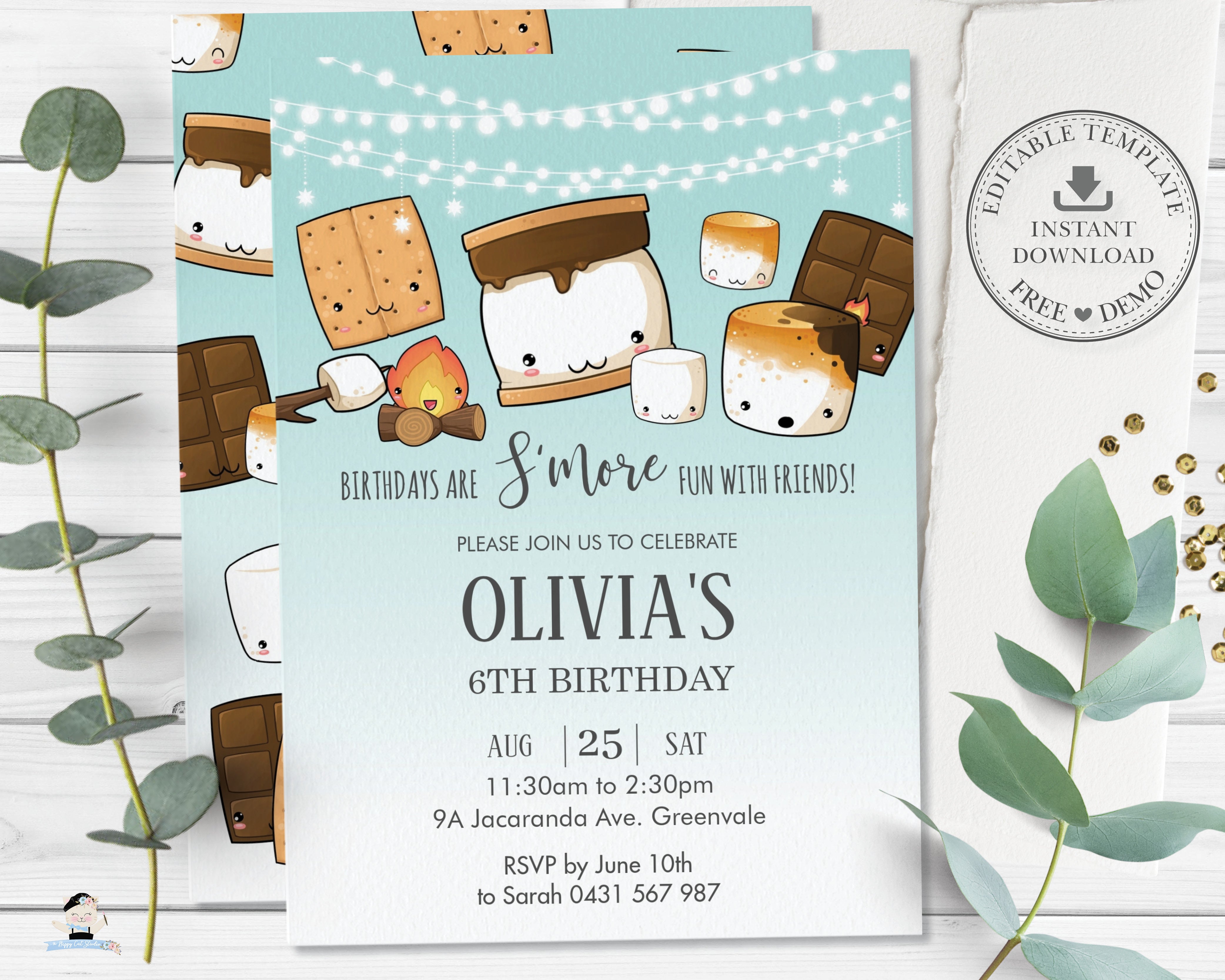 Camping Birthday Party Invitation Templates Girls Camping Party