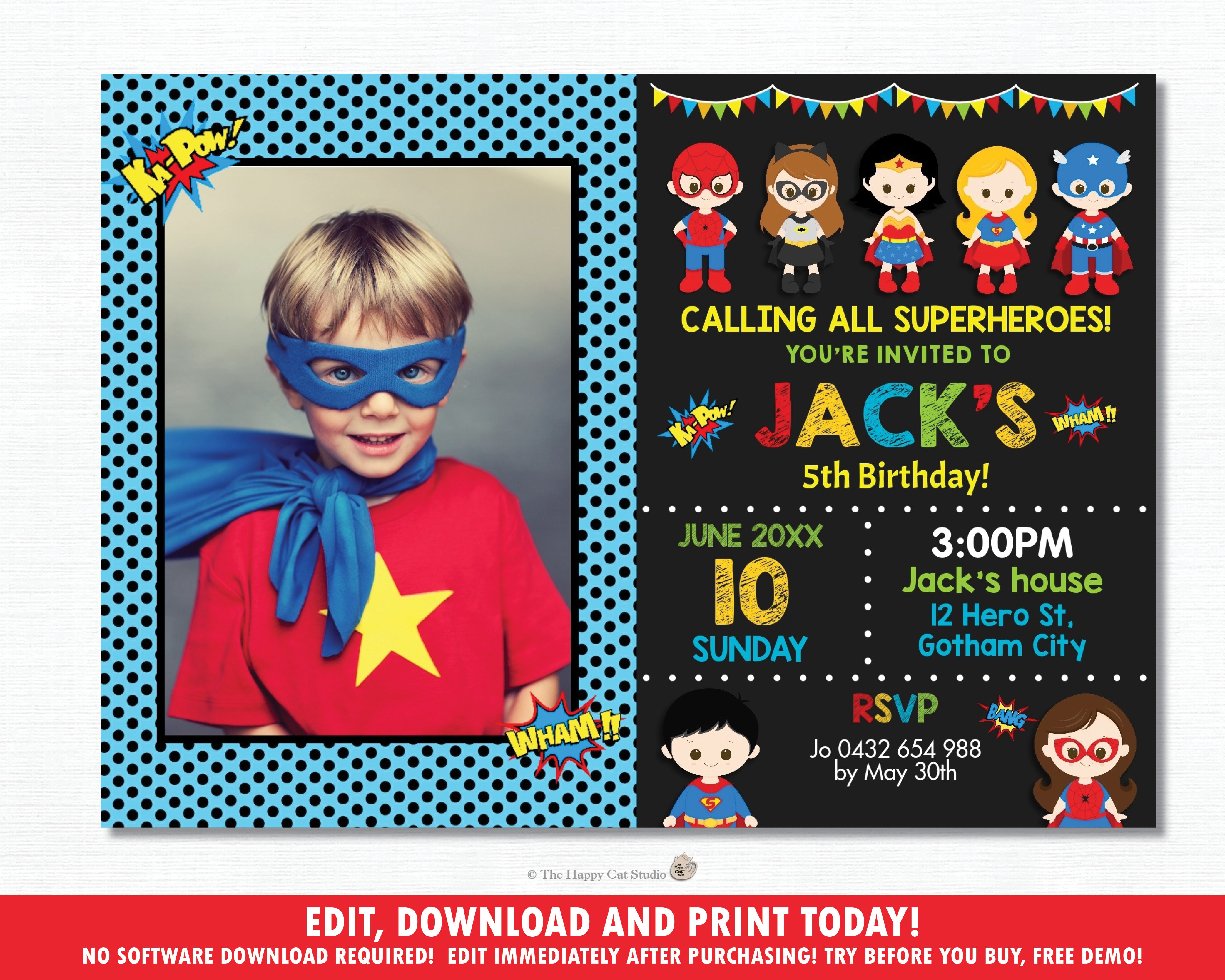 Printable Superhero Invitation Template A Superhero Birthday Party