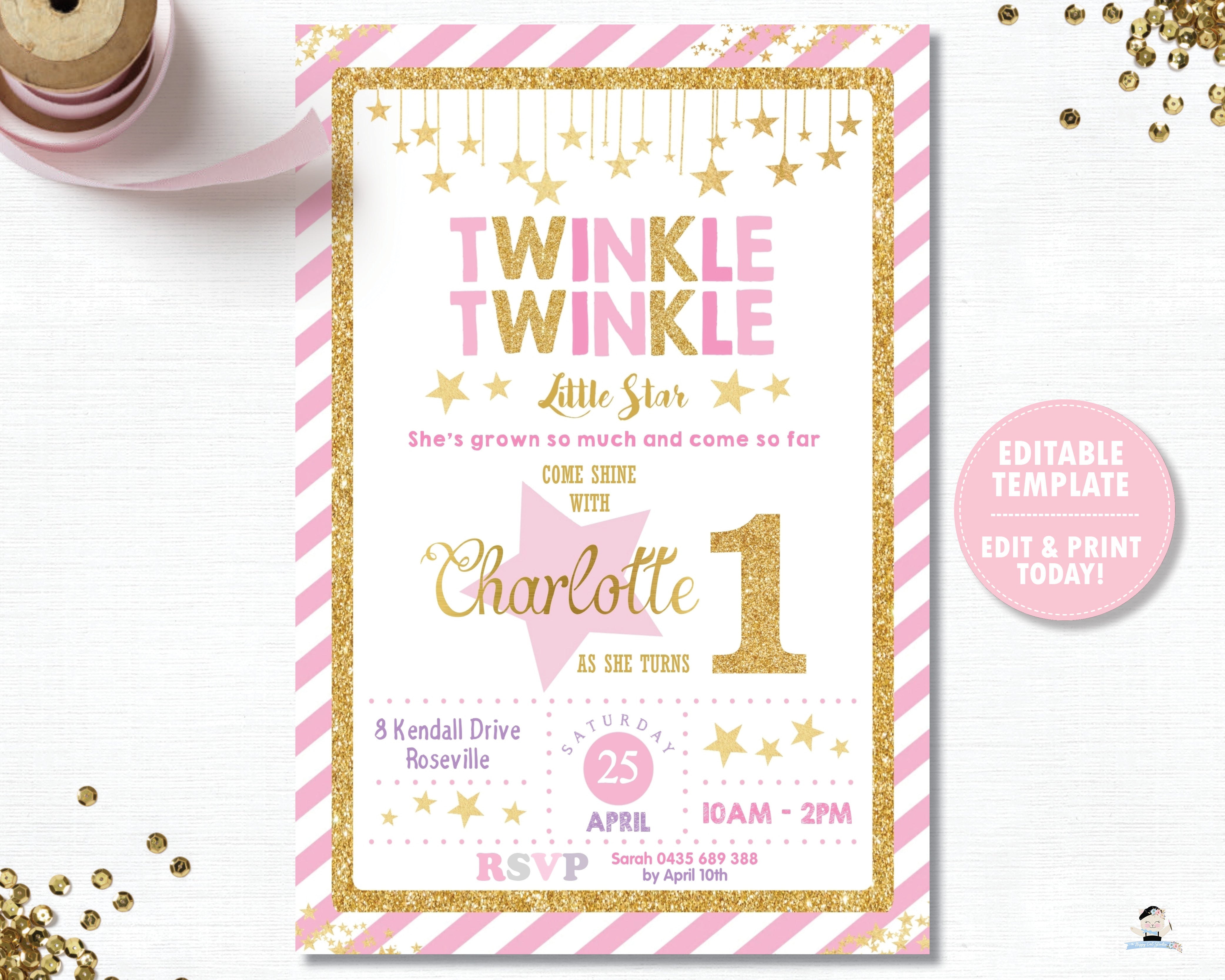 Twinkle Little Star Birthday Invitations Twinkle Twinkle Little Star,